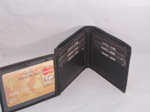 WALLET MENS BIFOLD FLIP OUT ID RARE NEW BLACK GENUINE LEATHER | eBay